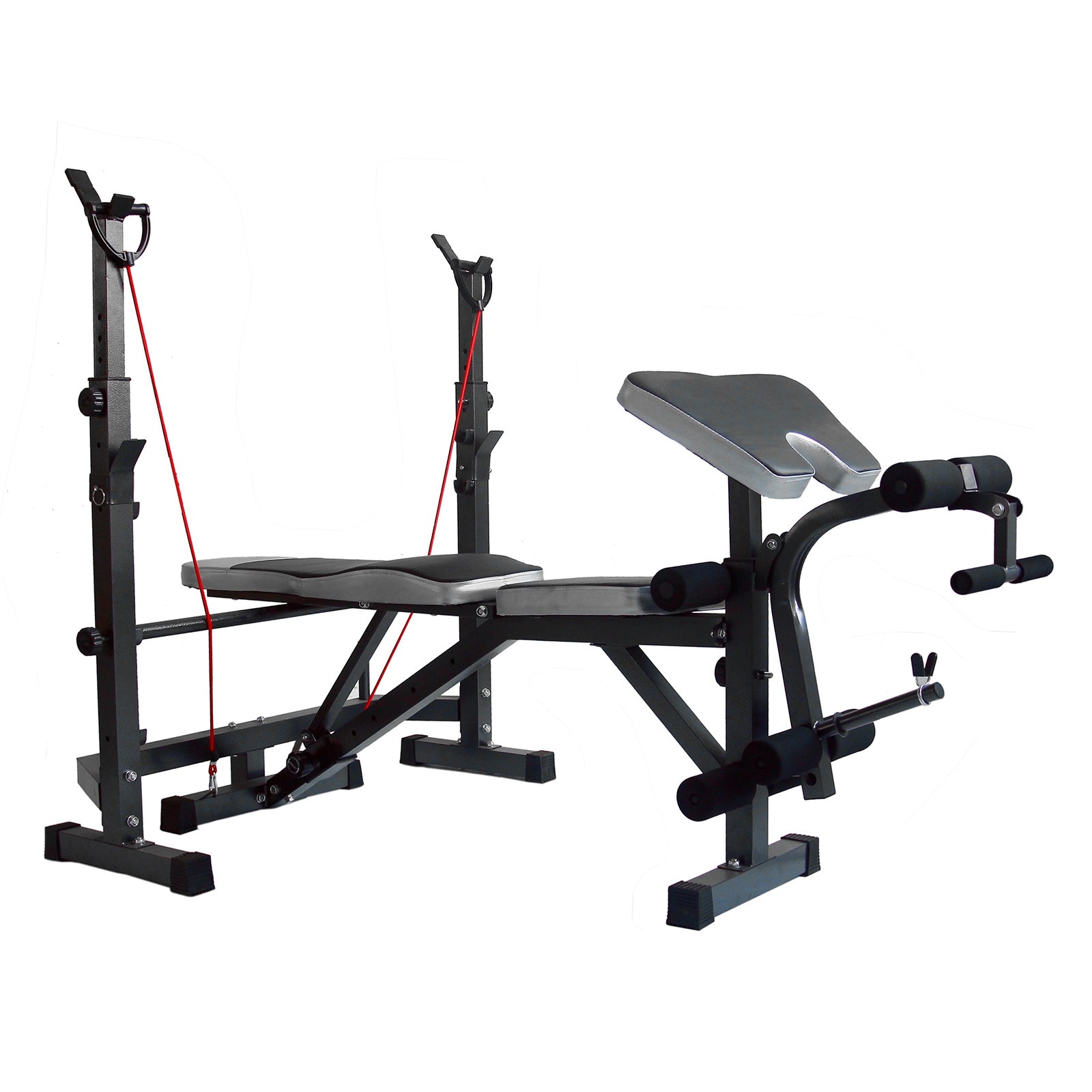 Full Body Workout Weight Bench Adjustable Folding Bench Press W/Barbel ...