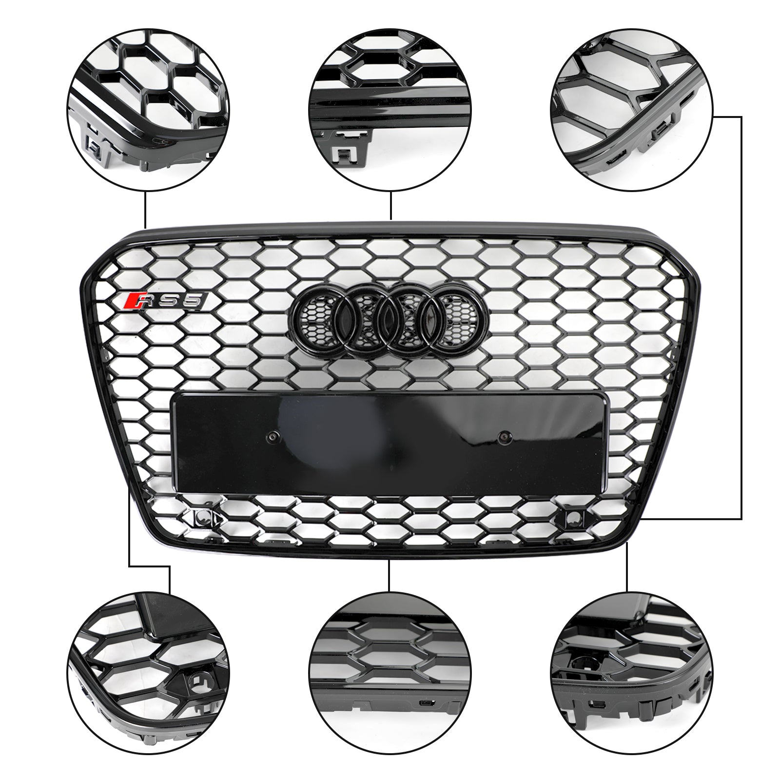 Audi B8.5 2013-2016 Honeycomb Hex Mesh Front Bumper Car Grille RS5 Sty ...