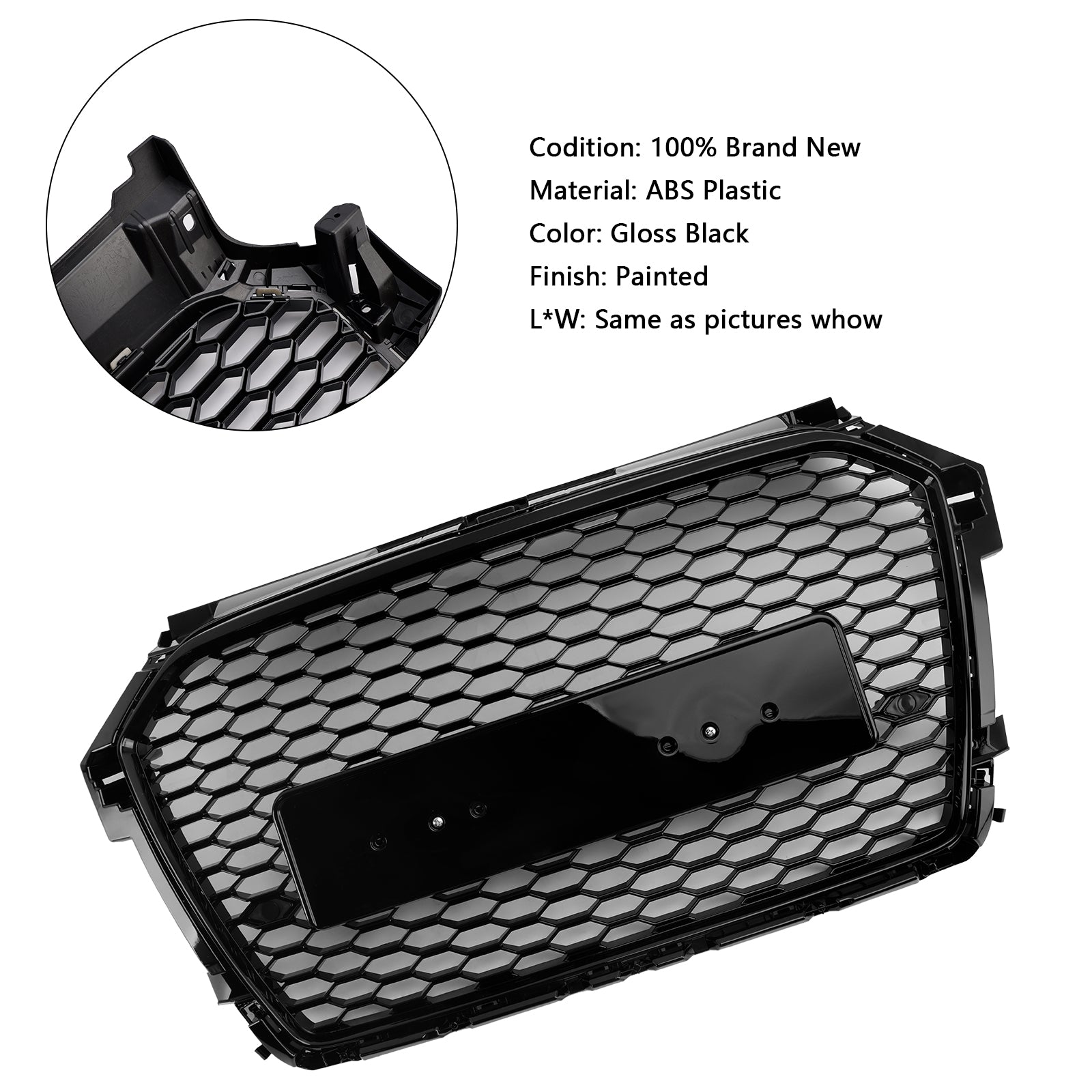 2016-2019 Audi A1 S1 8X Facelift RS Style Honeycomb Bumper Grille Blac ...