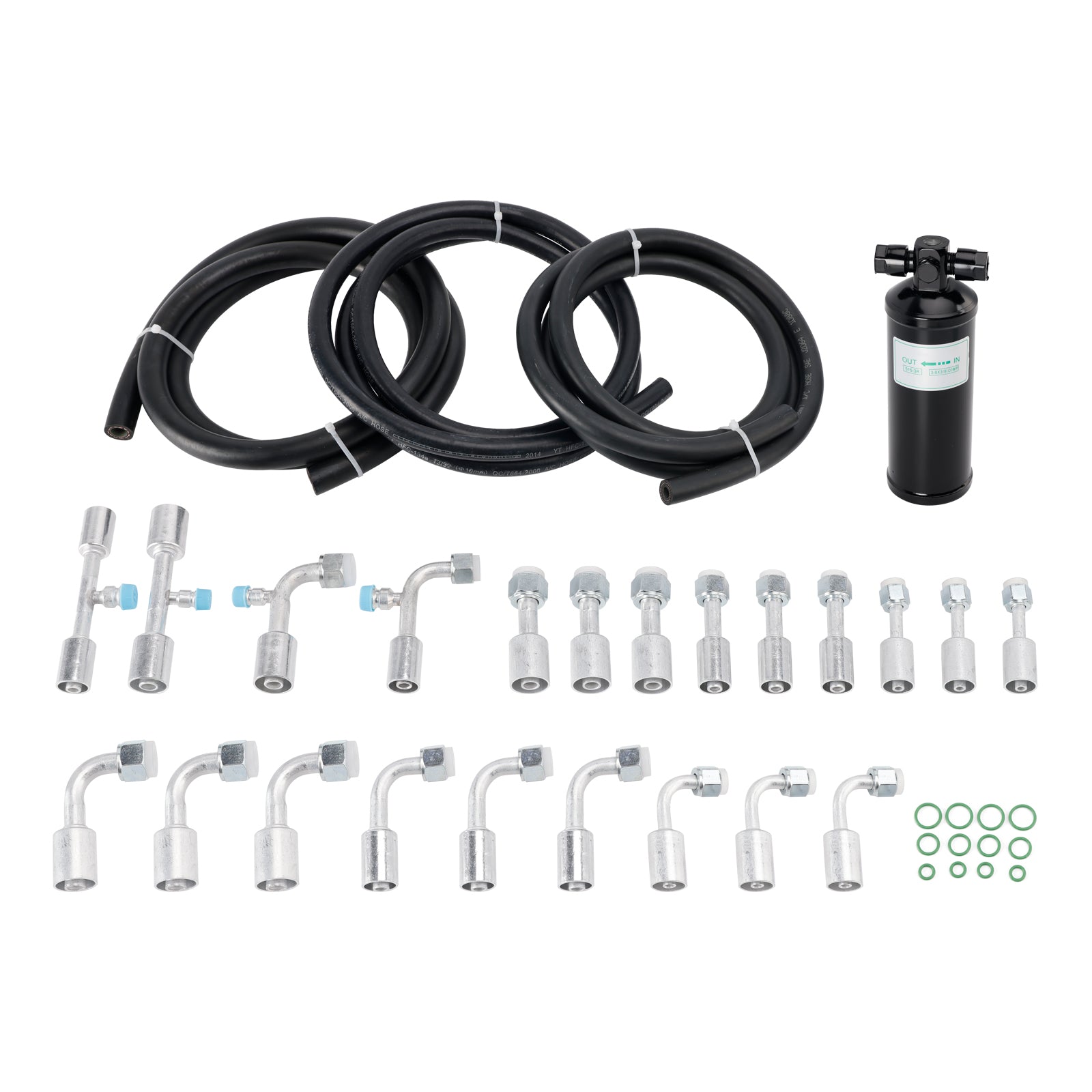 26PCS Air Conditioning Hose and Fitting Kit Includes 6.5 ft #6#8#10 AC ...