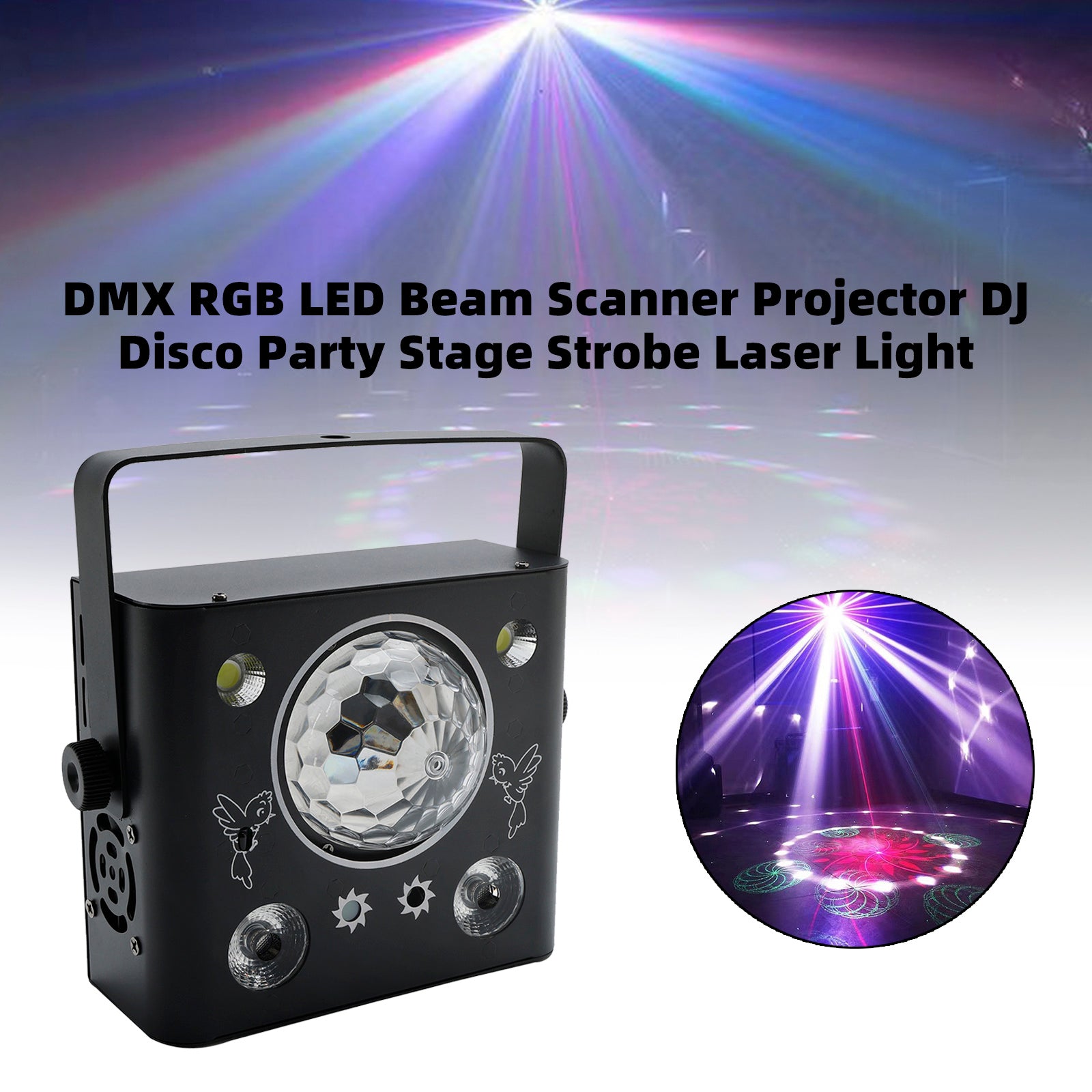 DMX RGB LED Beam Scanner Projector DJ Disco Party Stage Strobe Laser L ...