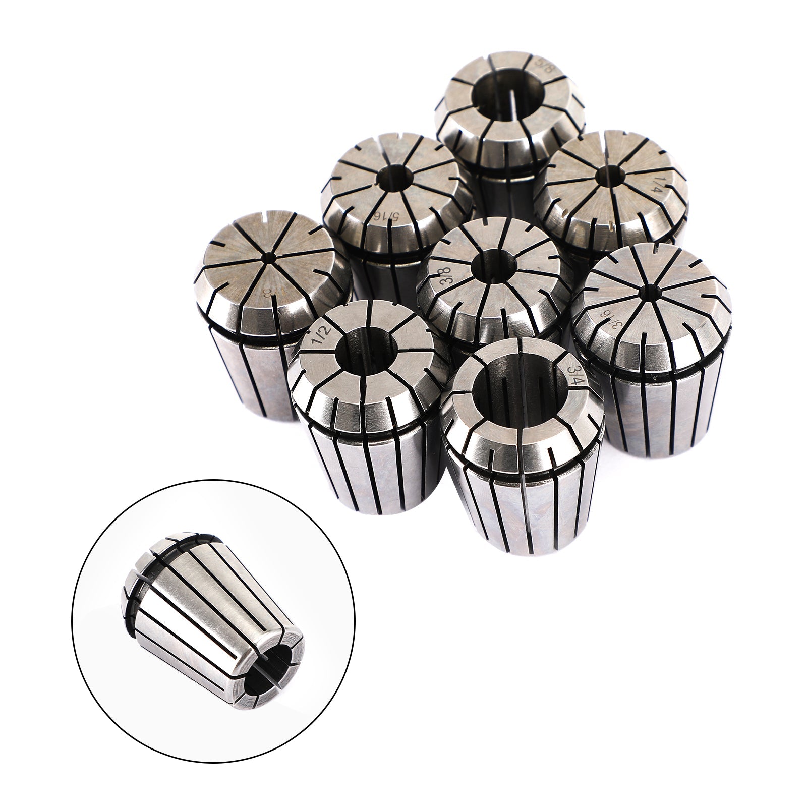 8Pcs ER32 Spring Collet Set For CNC Milling Lathe Tool Engraving Machi ...