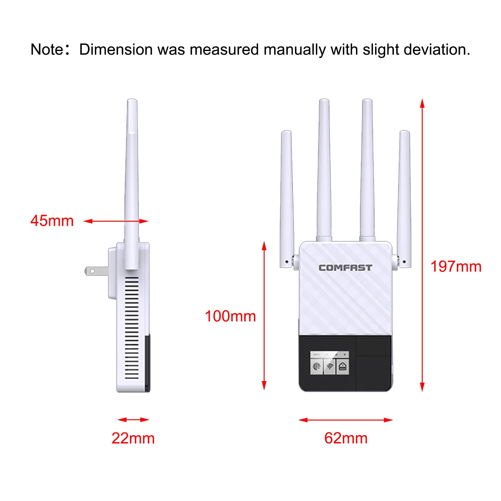 Dual Band 2.4G 5G WiFi Extender Signal Amplifier WiFi Booster 1200Mbps ...
