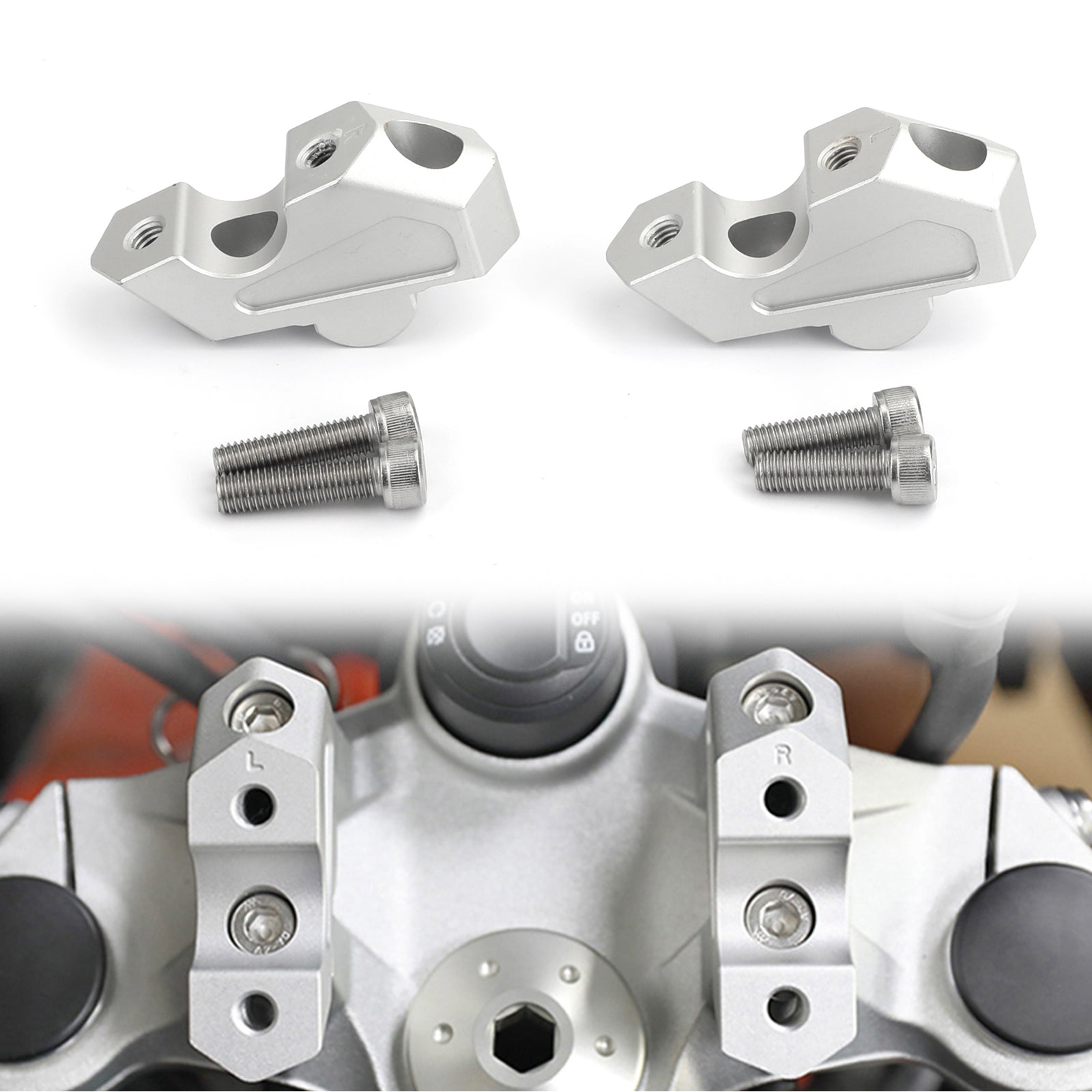 Silver 20mm Pullback 7/8" Handlebar Risers 23mm Raise for BMW F750GS 2 ...