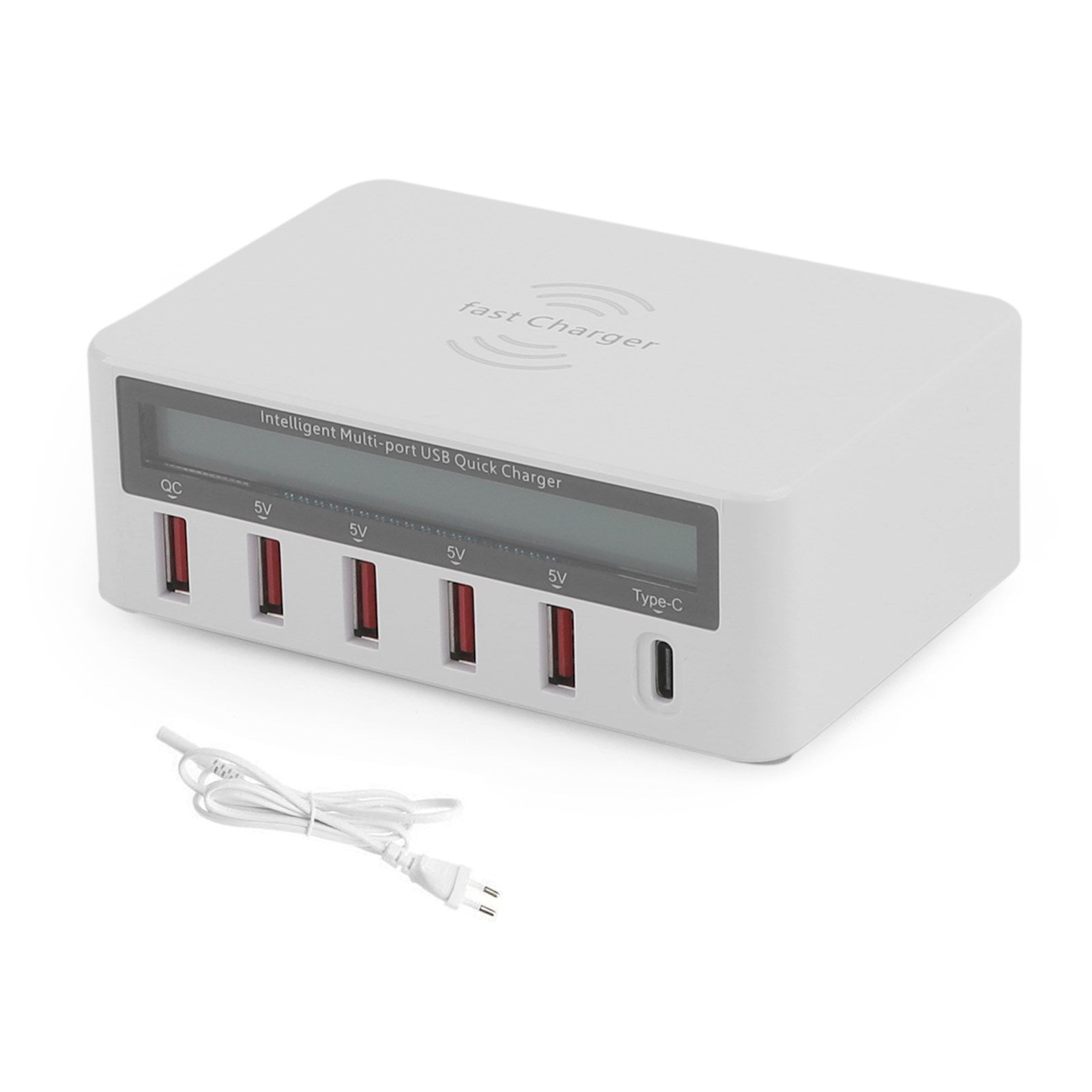 Multiport Quick USB Charger Station With Wireless Charging Pad LCD Dis ...