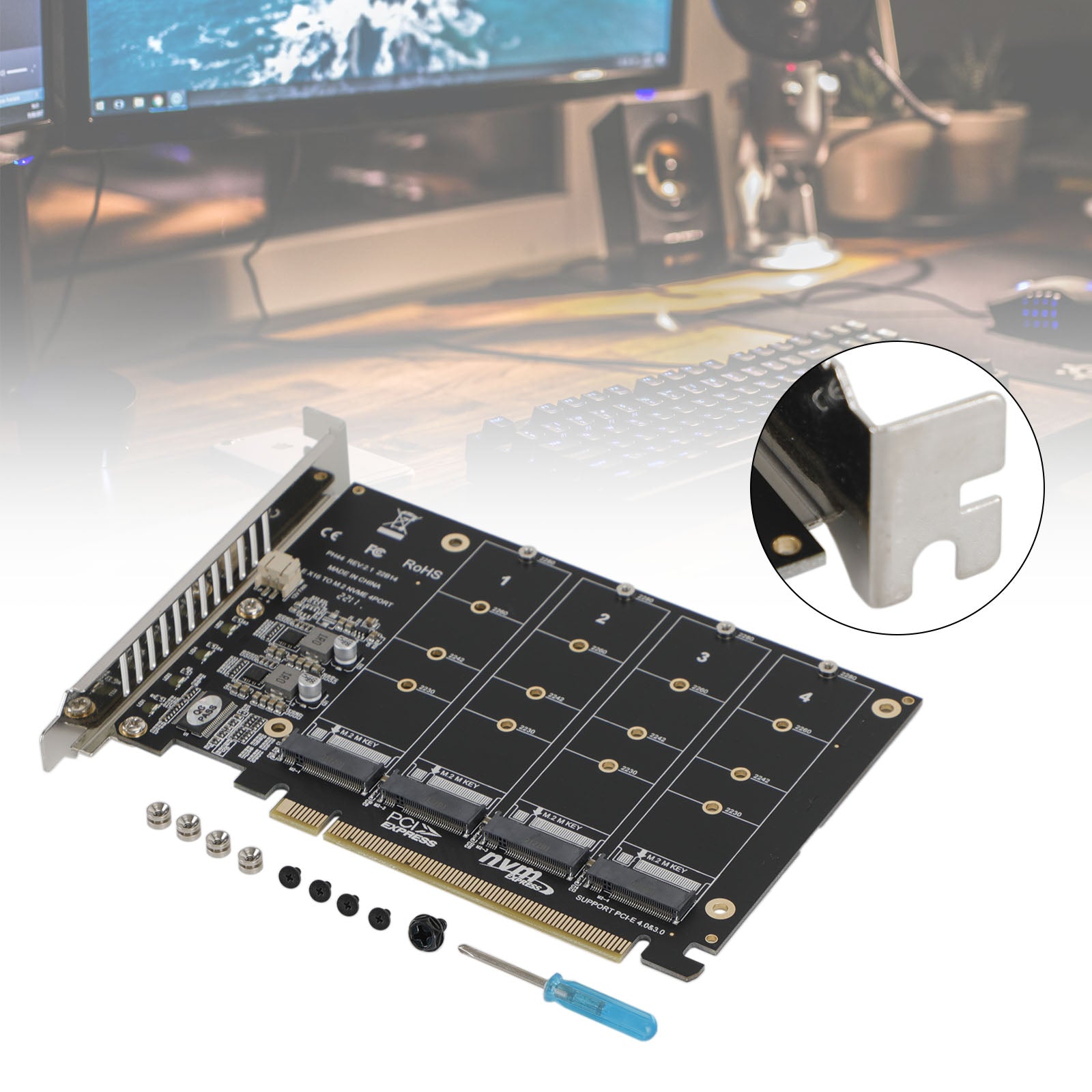 PCI-E Signal Split Array Card PH44 X16 NVME 4 Disk Array Card Support ...