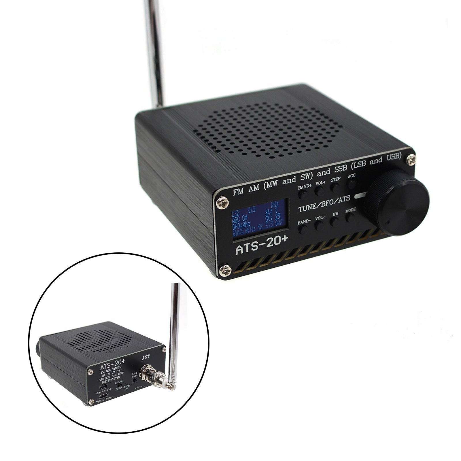 New ATS-20+ Plus ATS20 V2 SI4732 Radio Receiver FM AM (MW & SW) SSB (L ...