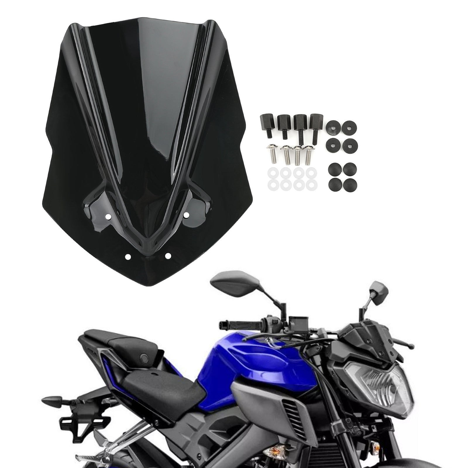 ABS Plastic Motorcycle Windshield WindScreen for Yamaha MT125 2015-2019 ...