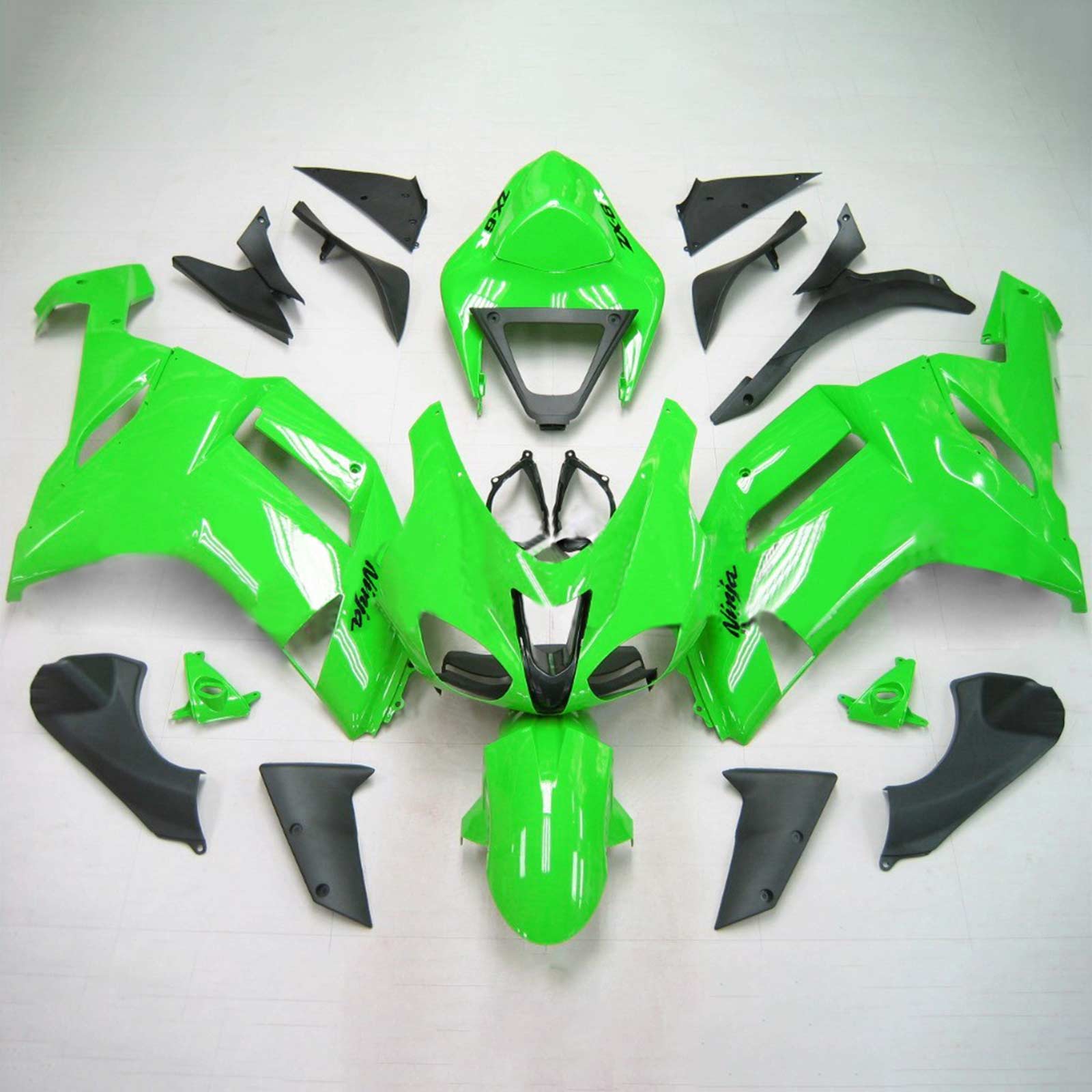 2007-2008 Kawasaki ZX6R 636 Amotopart Injection Fairing Kit Bodywork P ...