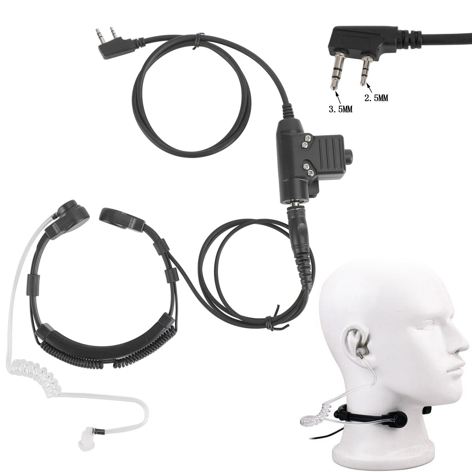 Waterproof Tactical Throat Mic Headset Fit for Kenwood BaoFeng TK3107 ...
