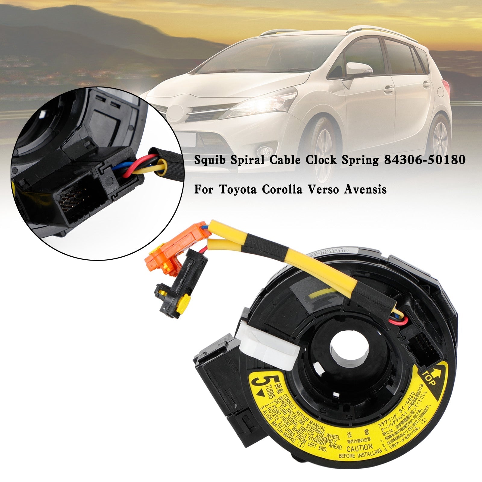 Squib Spiral Cable Clock Spring 84306-50180 For Toyota Corolla Verso A ...