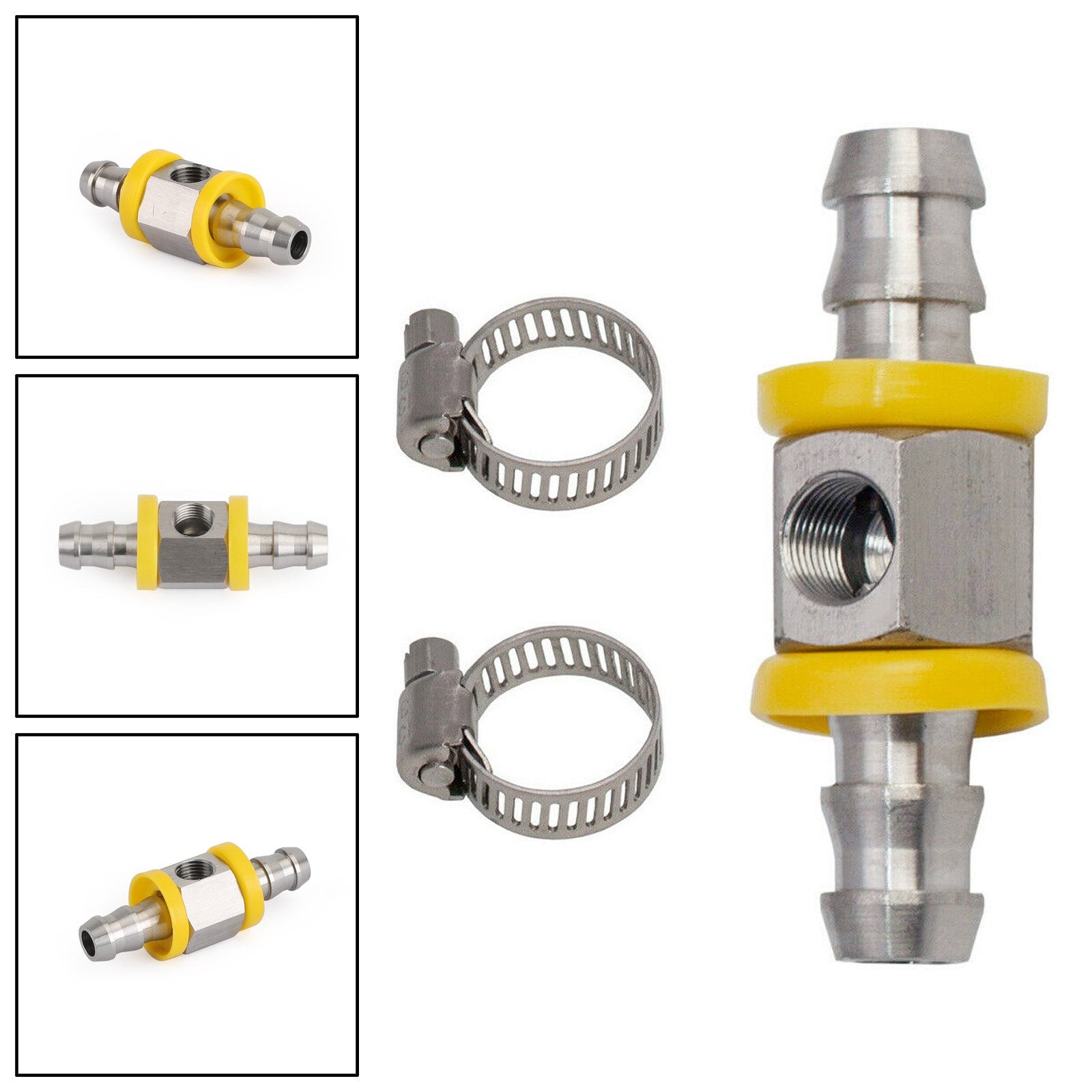 Stainless Steel 3/8" Fuel Line Fuel Pressure Gauge Sensor T-Fitting Ad ...