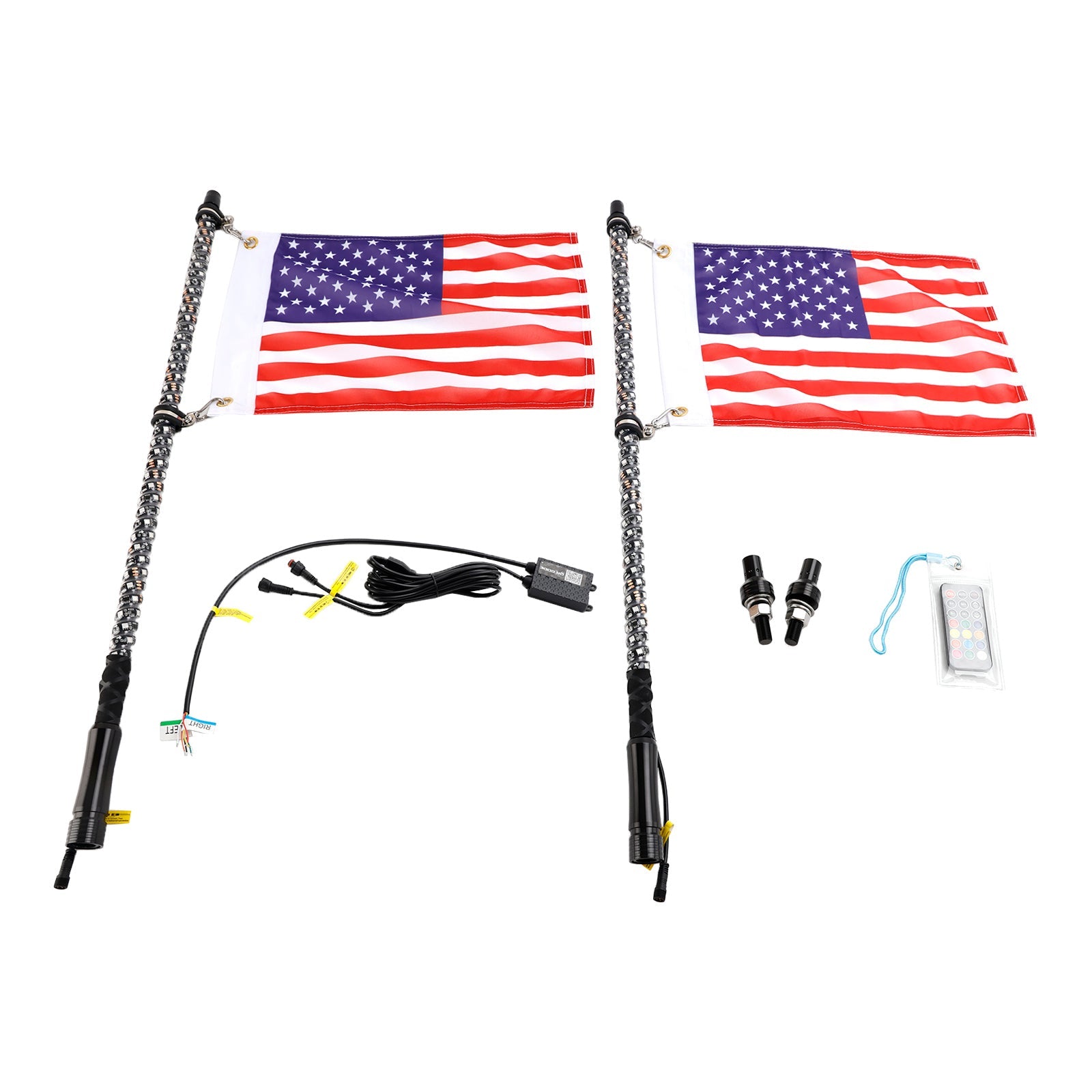 2X 4ft RGB LED APP Whip Lights Antenna W/ Flag Remote Control For Pola ...