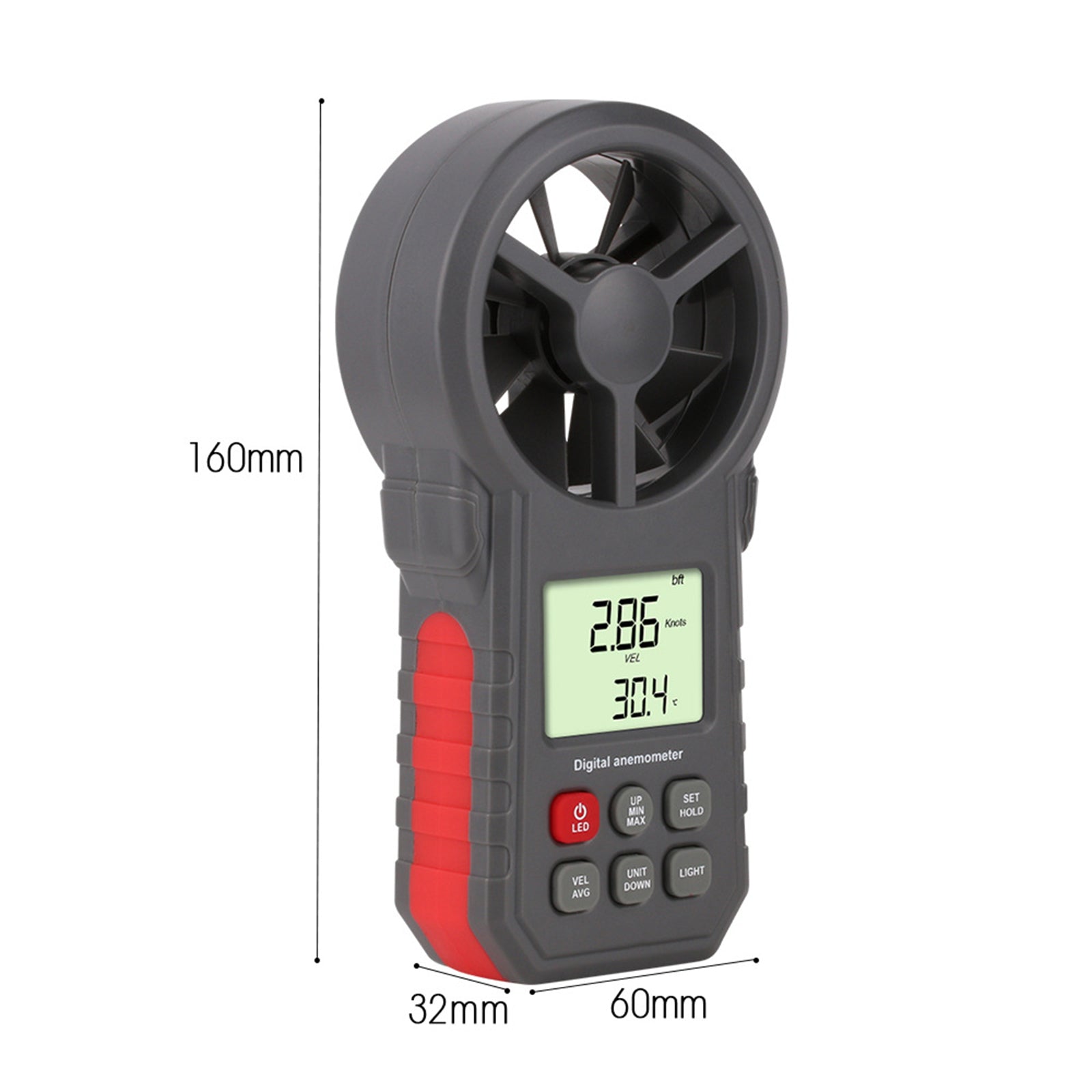 Digital Anemometer Thermometer Handheld Wind Speed Meter Gauge Air Flo ...