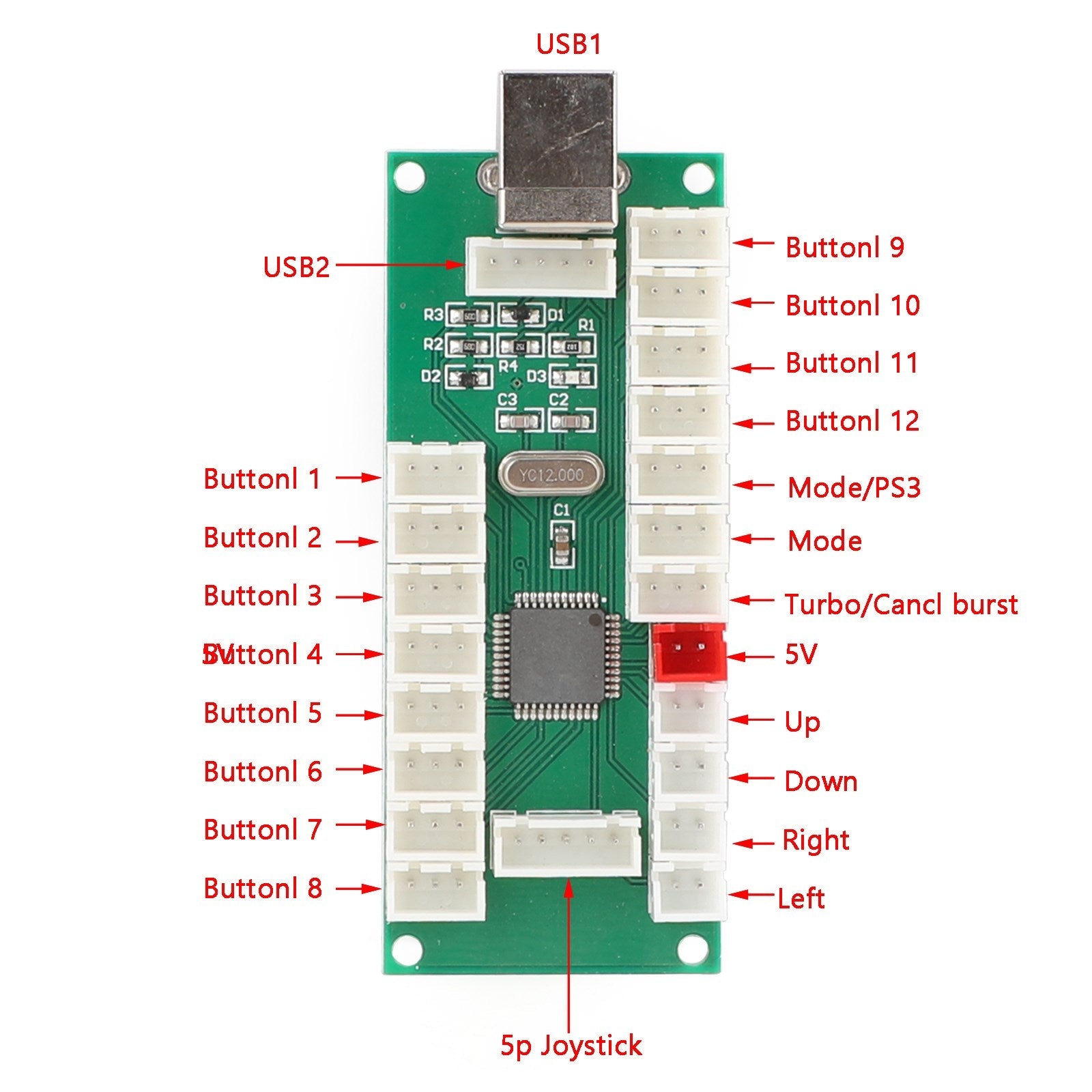 Arcade 1 Player DIY Kit 5V LED Buttons for Arcade PC Games Mame Raspbe ...
