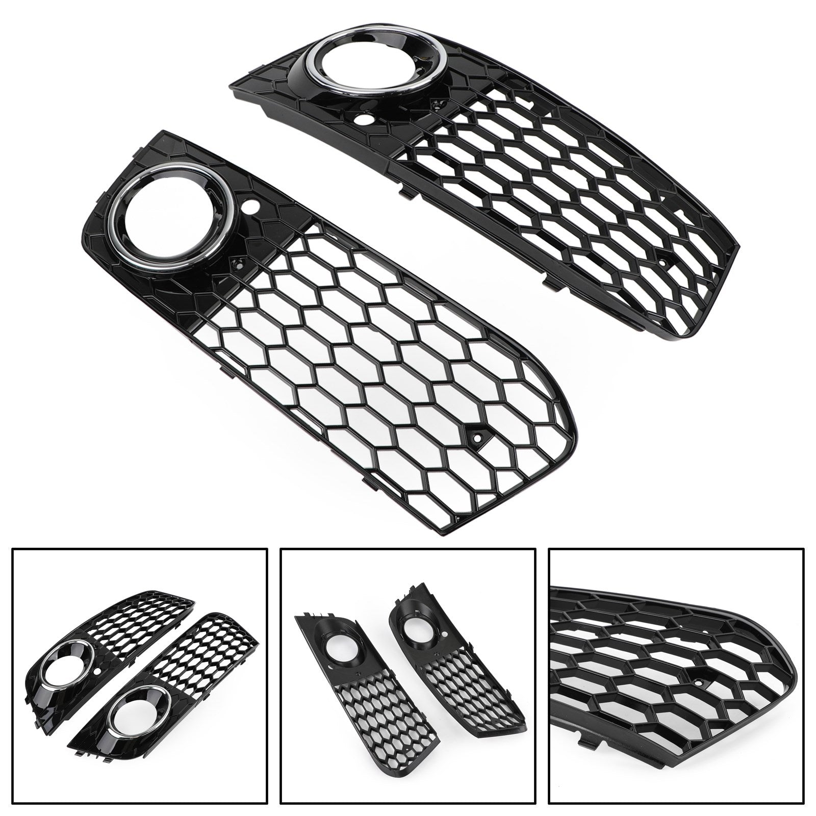 2009-2012 Audi A4 B8 Honeycomb Mesh Fog Light Open Vent Grill Intake ...