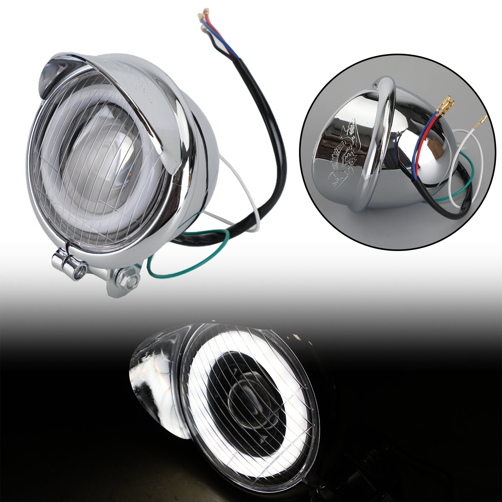 5″ Motorcycle Bike Chrome Bullet Headlight Spot Fog Lamp Bulb For Harl ...