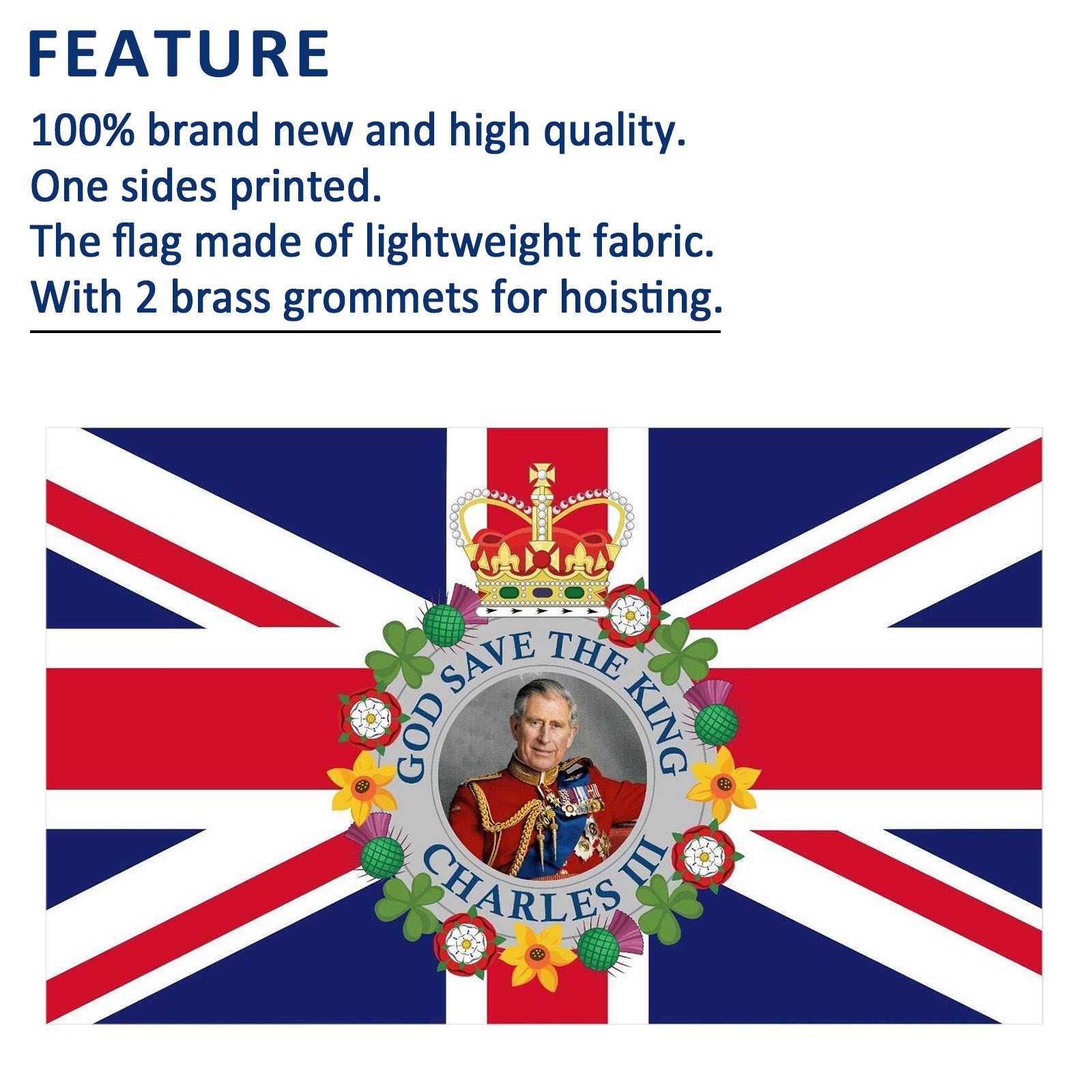 God Save The King Charles Ⅲ Flag 5X3FT Prince Charles New King Flag Po ...