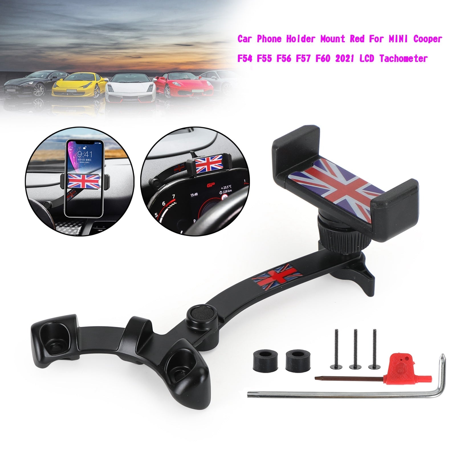 Car Phone Holder Mount Red For MINI Cooper F54 F55 F56 F57 20-22 LCD T ...