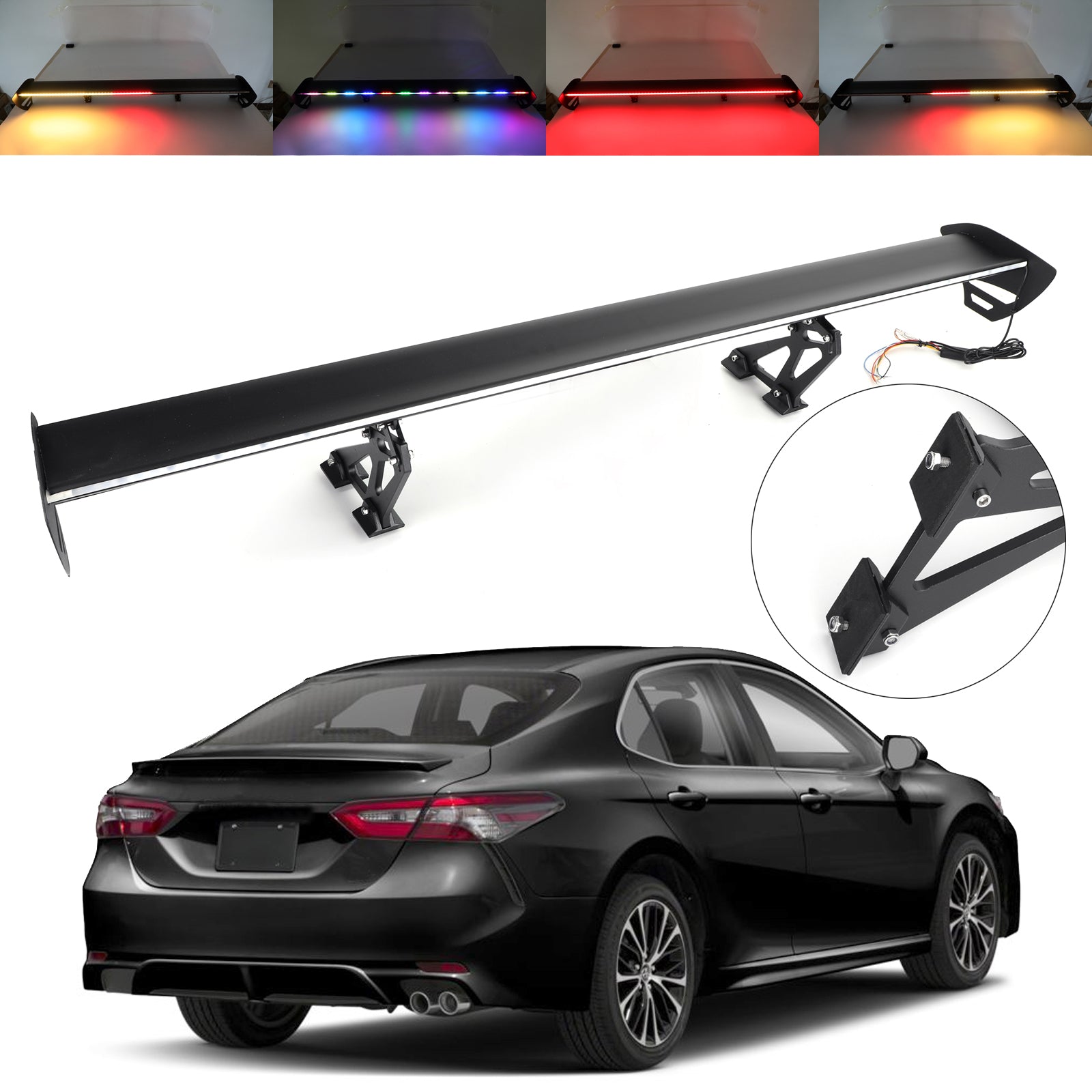 Universal Sedan Adjustable Aluminum Rear Trunk Wing Racing Spoiler W ...