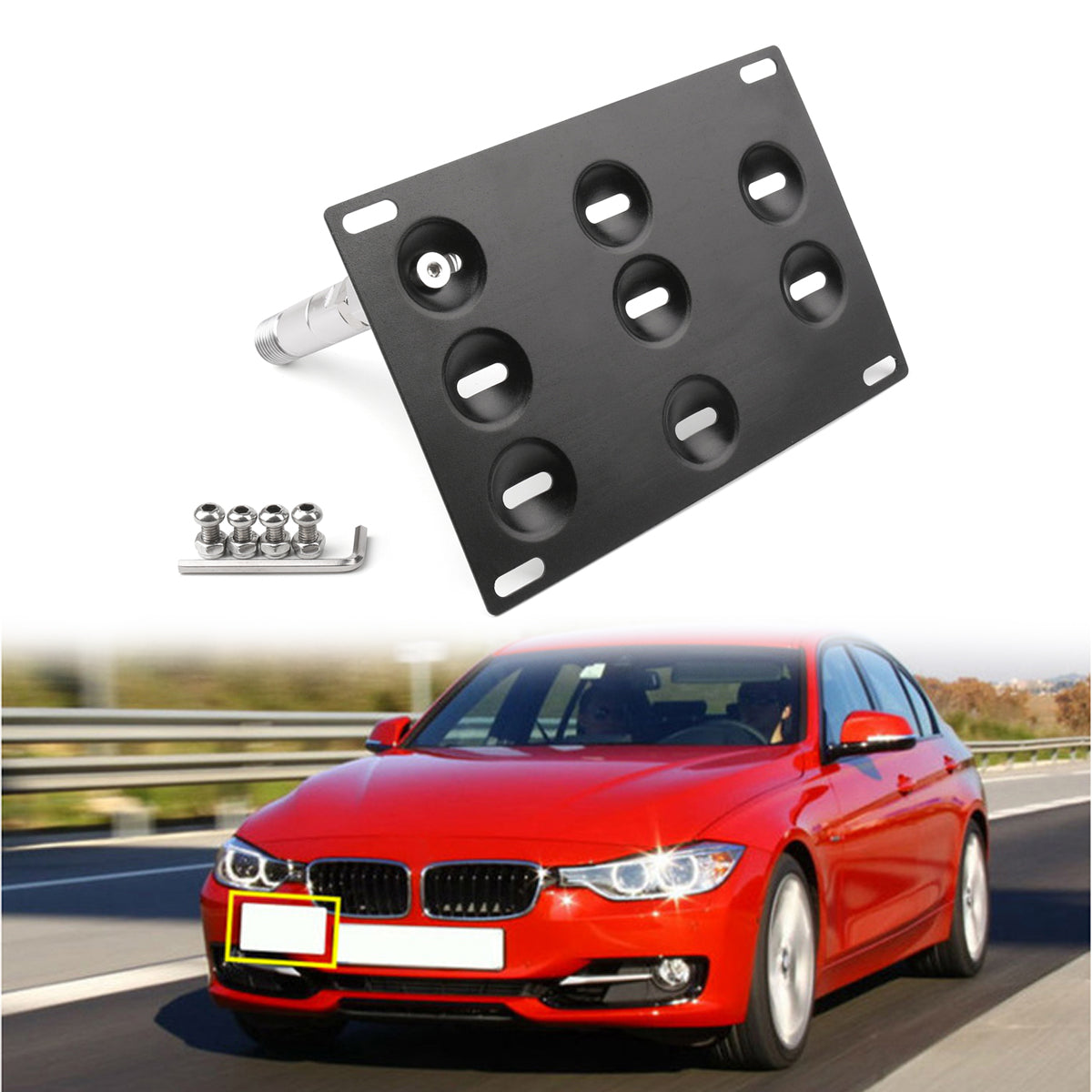 Bumper Tow Hook License Plate Mount Bracket For BMW F30 F32 F10 3/4/5 ...