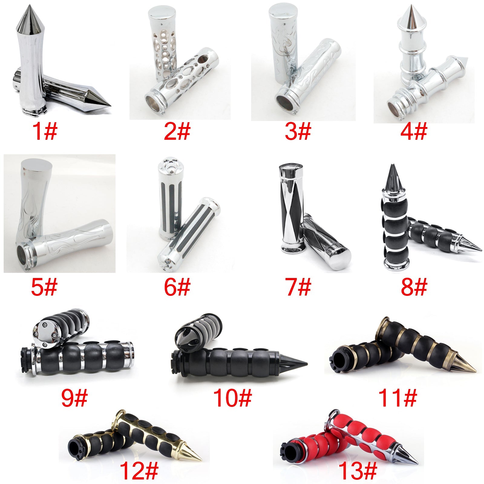 Motorcycle 1 Hand Grips For Honda Suzuki Yamaha Kawasaki Harley Chopper ...