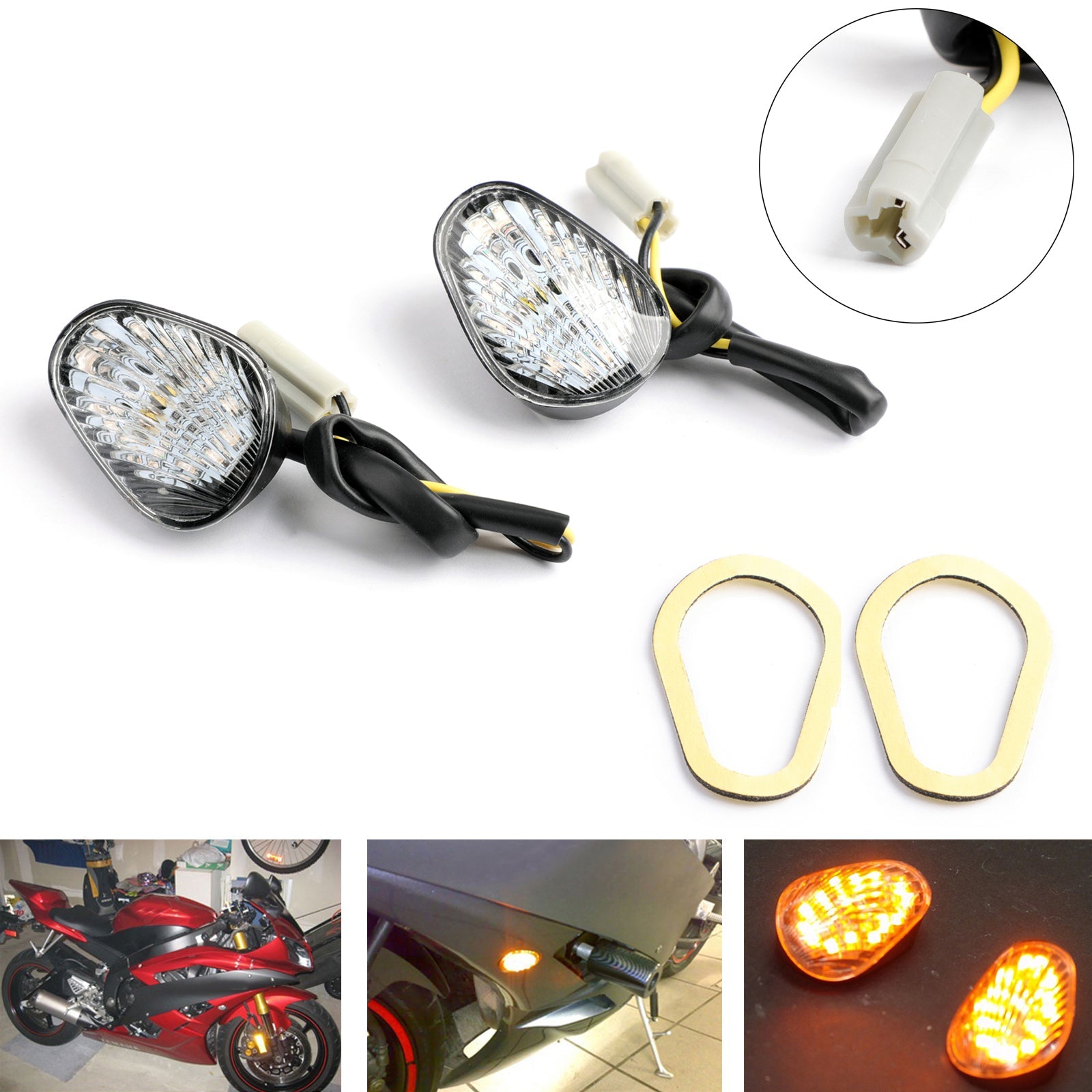 Flush Mount LED Euro Turn Signals for Yamaha YZF R6 2006 2007 2008 ...