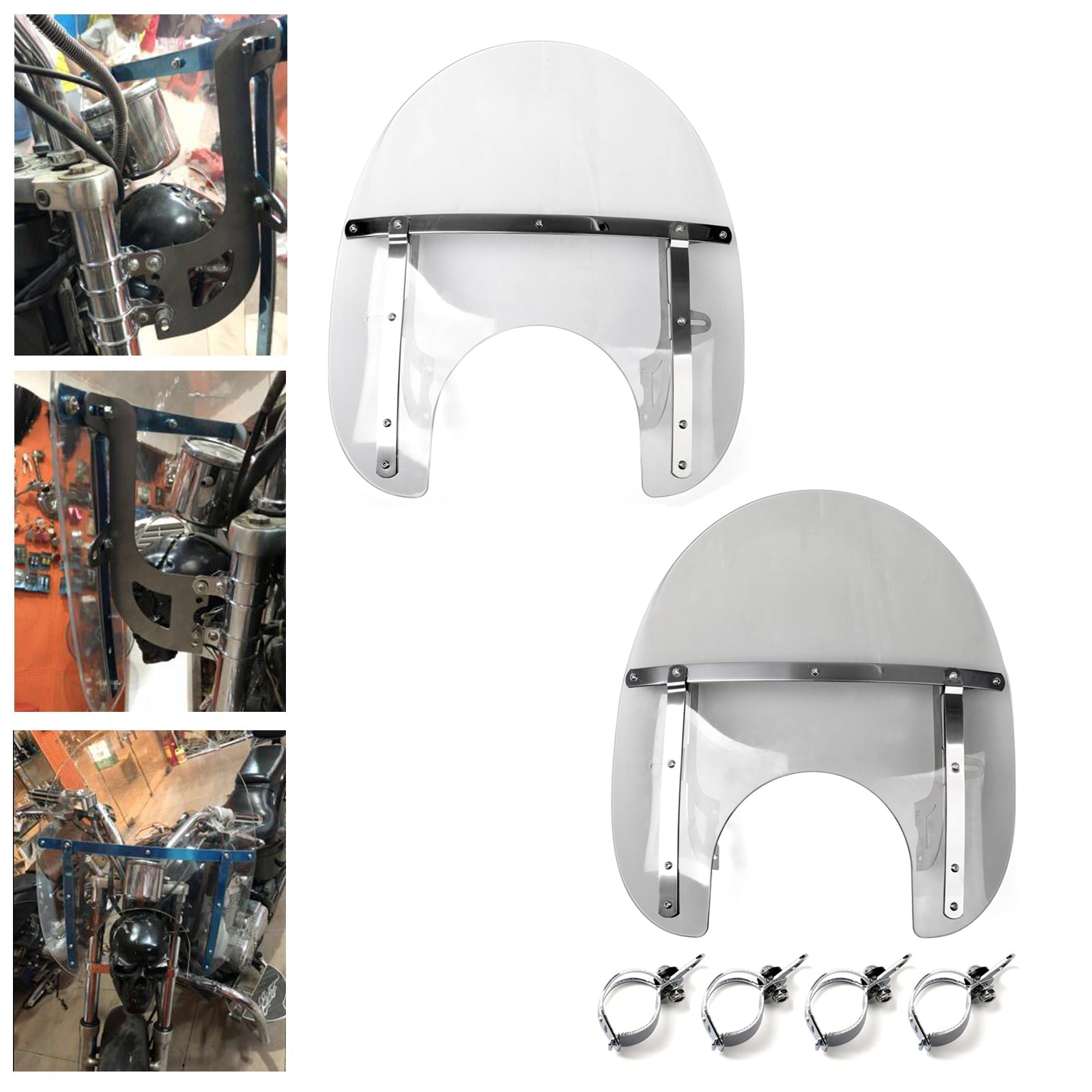 ABS Front Fork Windshield WindScreen For Honda Kawasaki Harley Suzuki ...