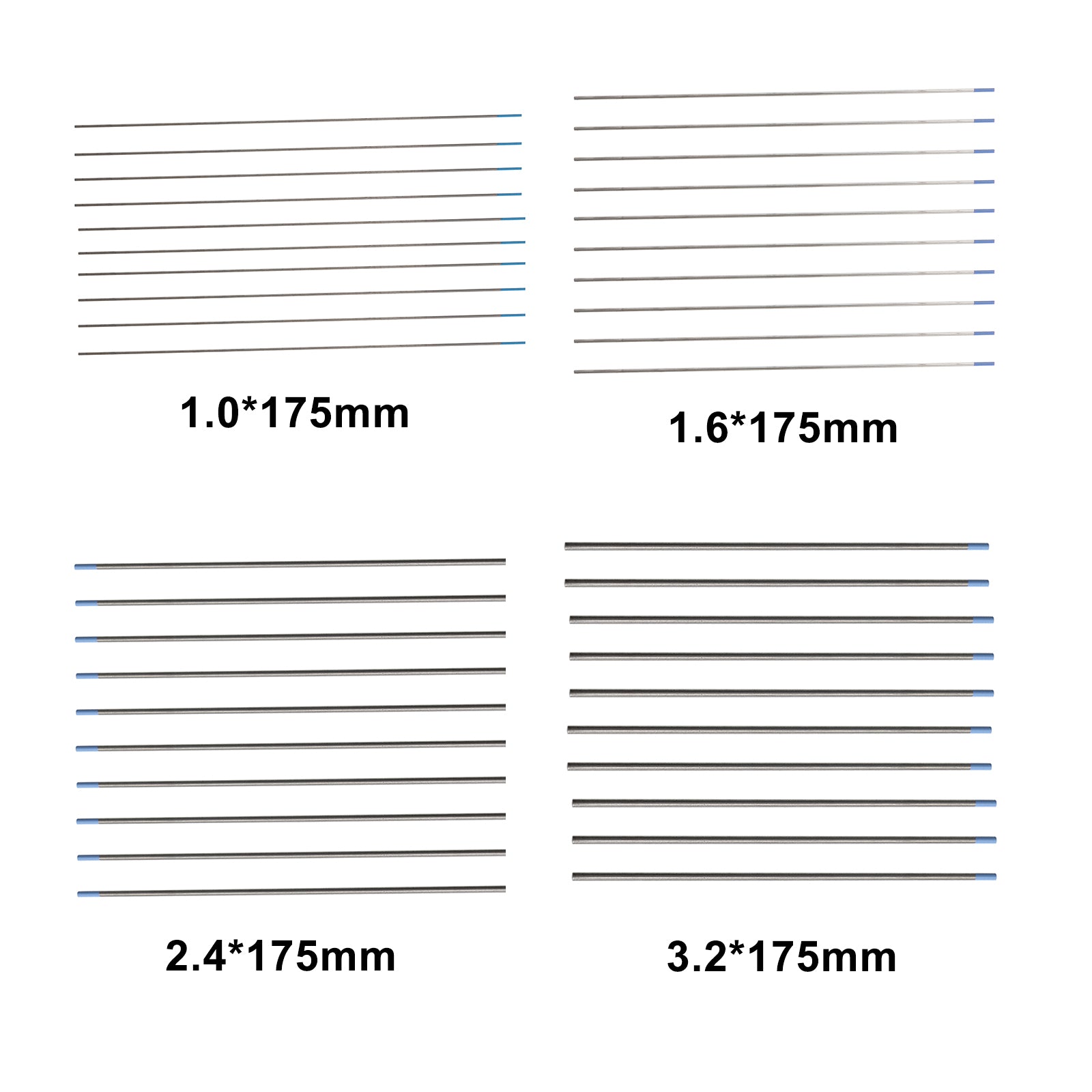 10Pcs 2% Lanthanated Blue Tig Welding Tungsten Electrode 1.0/1.6/2.4/3 ...