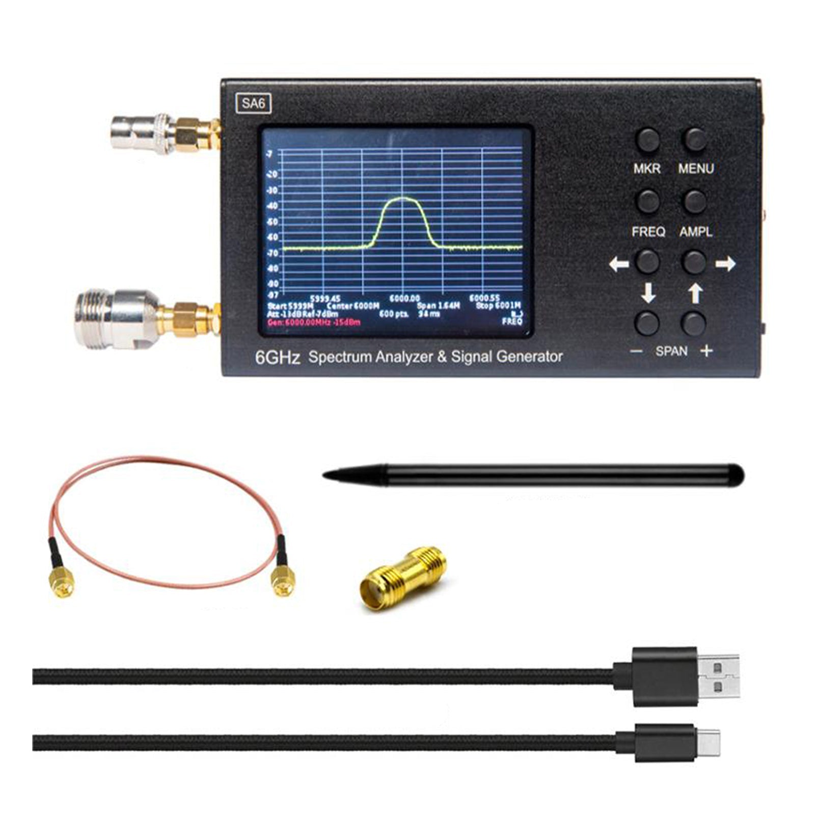 SA6 6GHz Handheld Portable 3.2" Spectrum Analyzer Signal Generator 35 ...