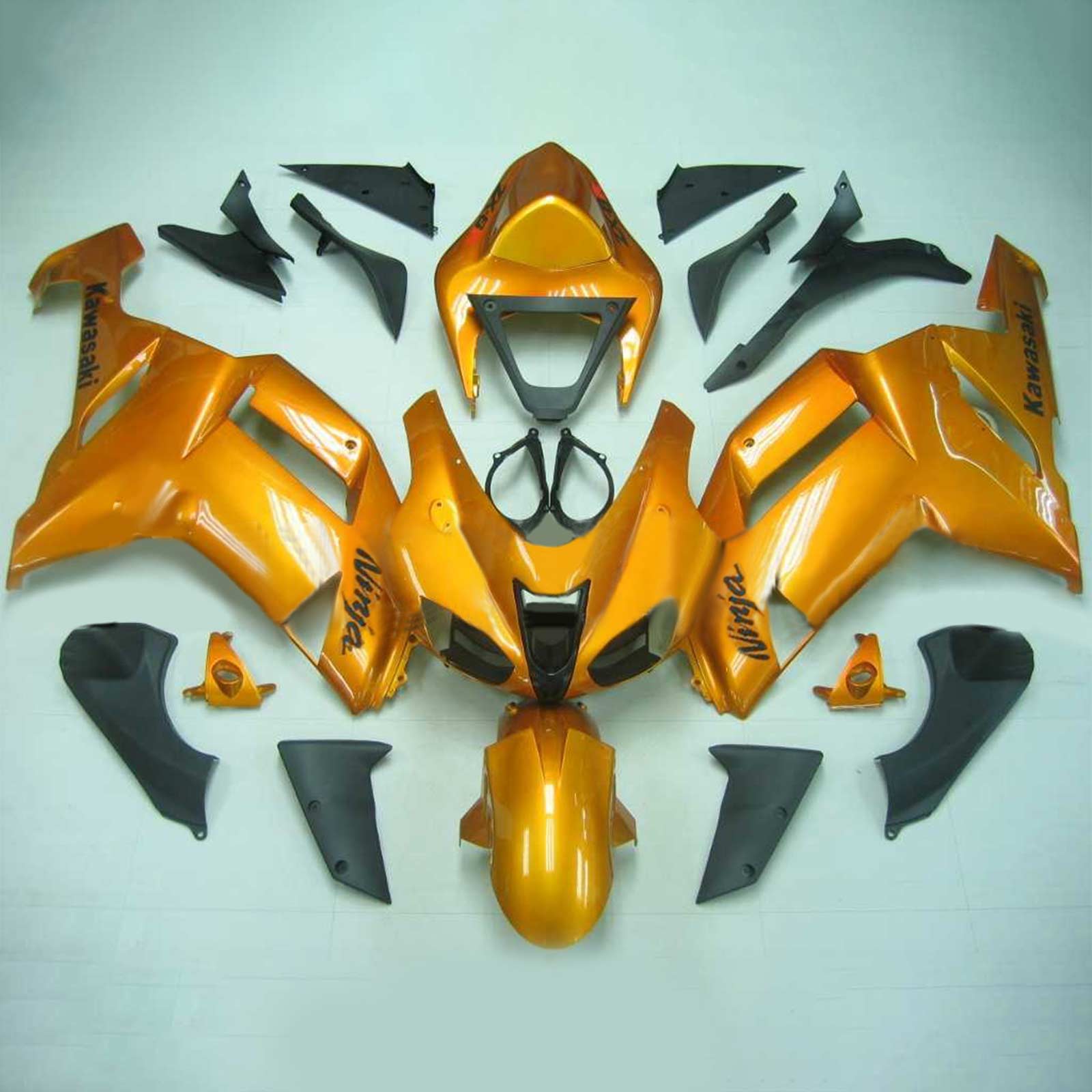 2007-2008 Kawasaki ZX6R 636 Amotopart Injection Fairing Kit Bodywork P ...
