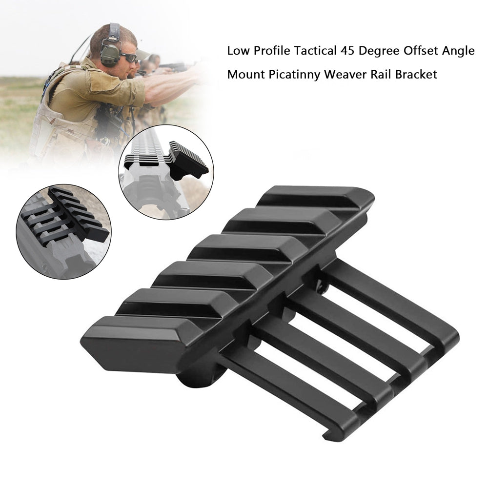 Low Profile Tactical 45 Degree Offset Angle Mount Picatinny Weaver Rai ...