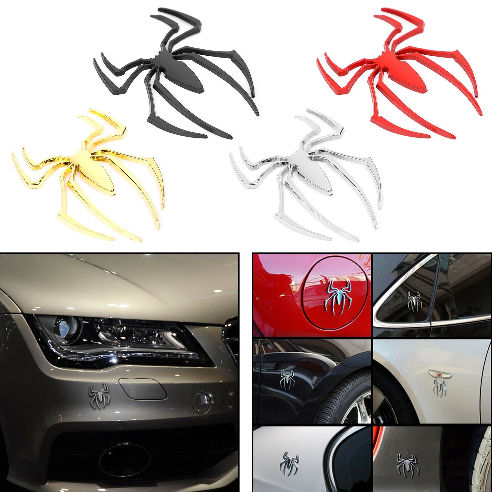 Auto Logo Car Sticker Metal Badge Emblem Spider Shape 3D Car Decal Sti ...